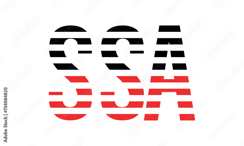 SSA three initial letter iconic line negative space minimal logo design ...