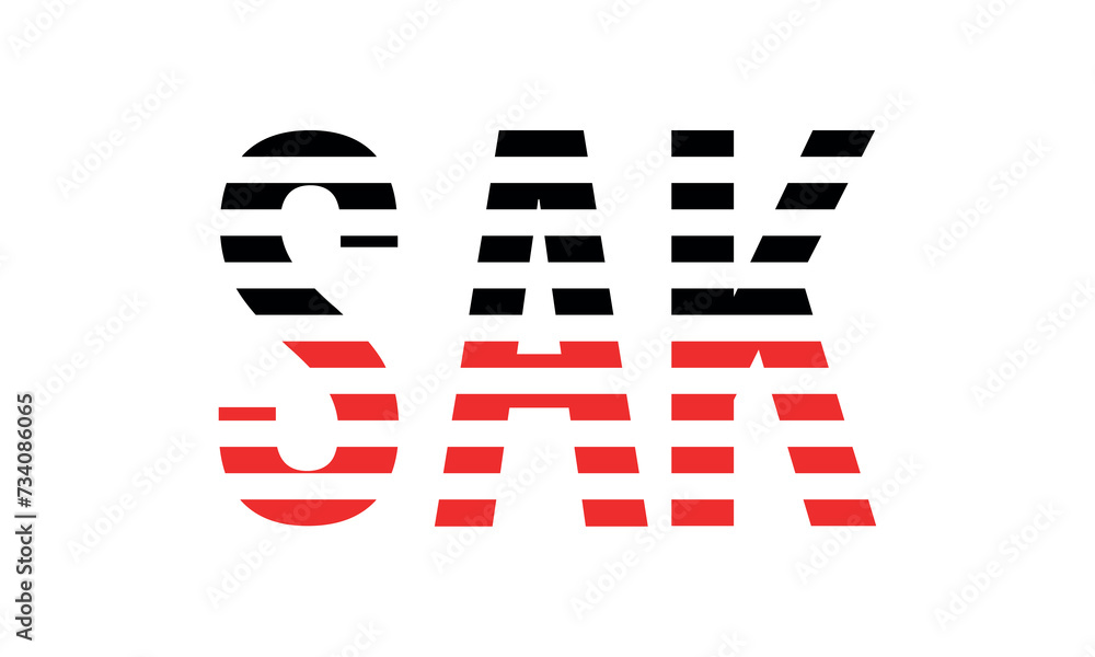 SAK three initial letter iconic line negative space minimal logo design ...