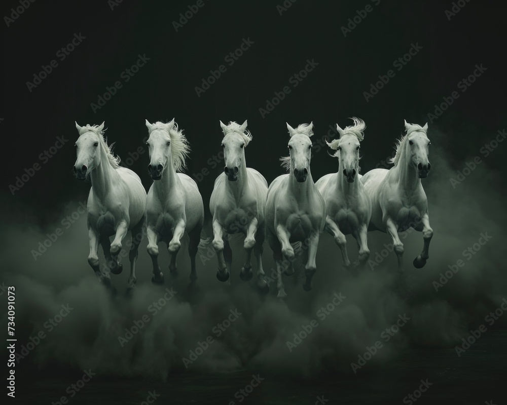 Dancing in Unison: A mesmerizing visual of a group of white horses ...