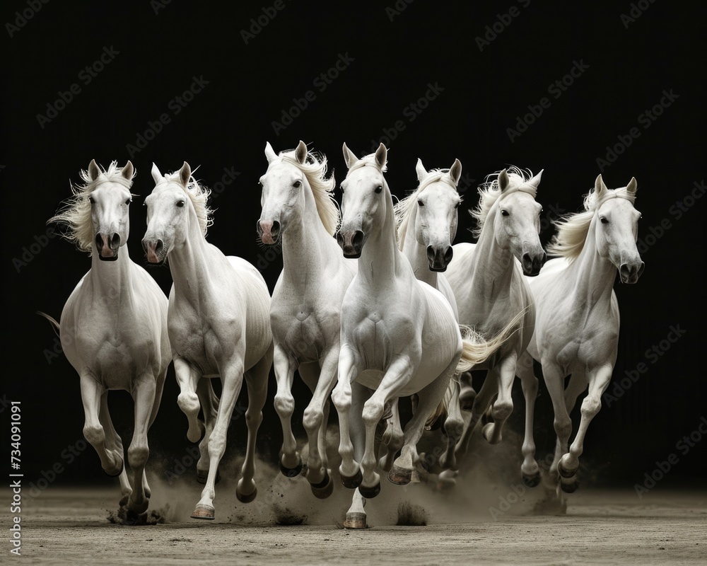 Dancing in Unison: A mesmerizing visual of a group of white horses ...