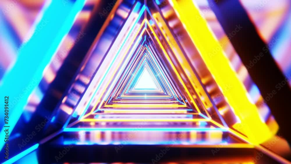 Triangle abstract motion background, loopable. Sci-fi triangle tunnel ...