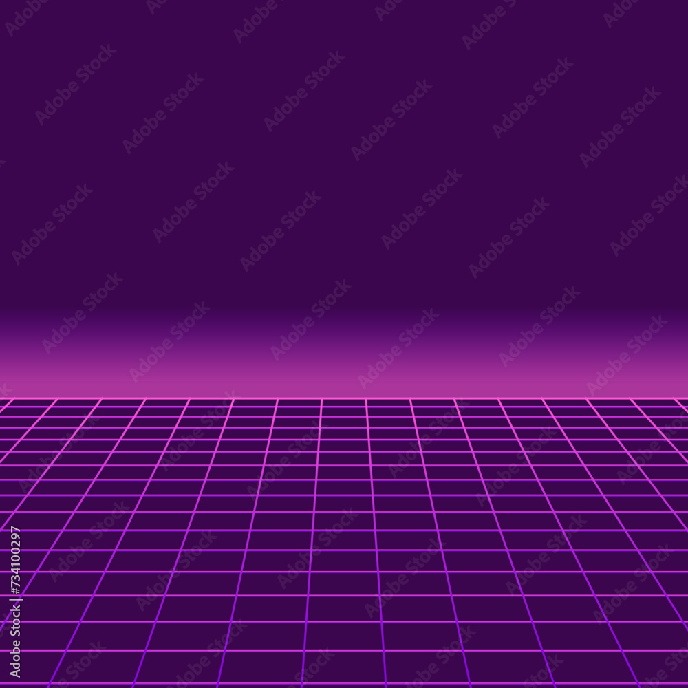 Synthwave Background. Vaporwave. Dark Retro Futuristic backdrop with pink and purple perspective ...