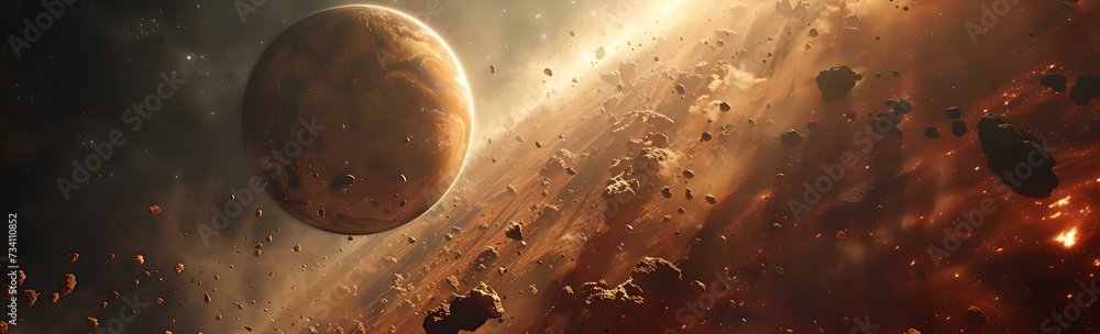 Dramatic cosmic scene with exploding star and planets, sci-fi wallpaper ...