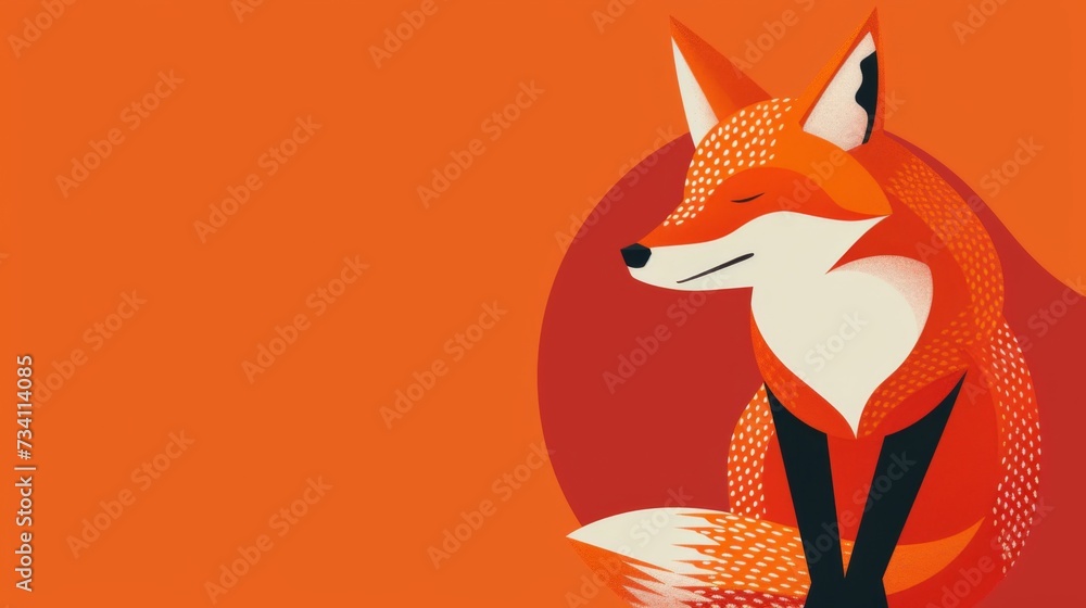 Vivid minimal illustration of a fox in vector style. Animal art. Simple ...