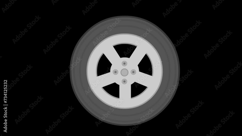 video animation car wheel spinning on a transparent background with ...
