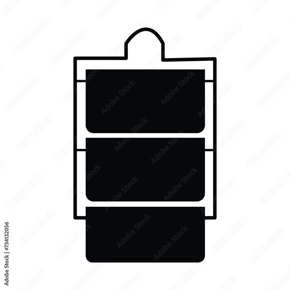 Metal tiffin box silhouette icon set . Clipart image isolated on white ...