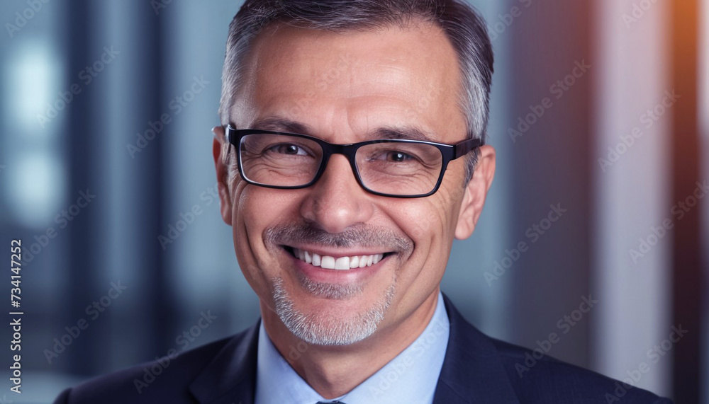 Smiling 45 years old banker, happy middle aged business man bank ...