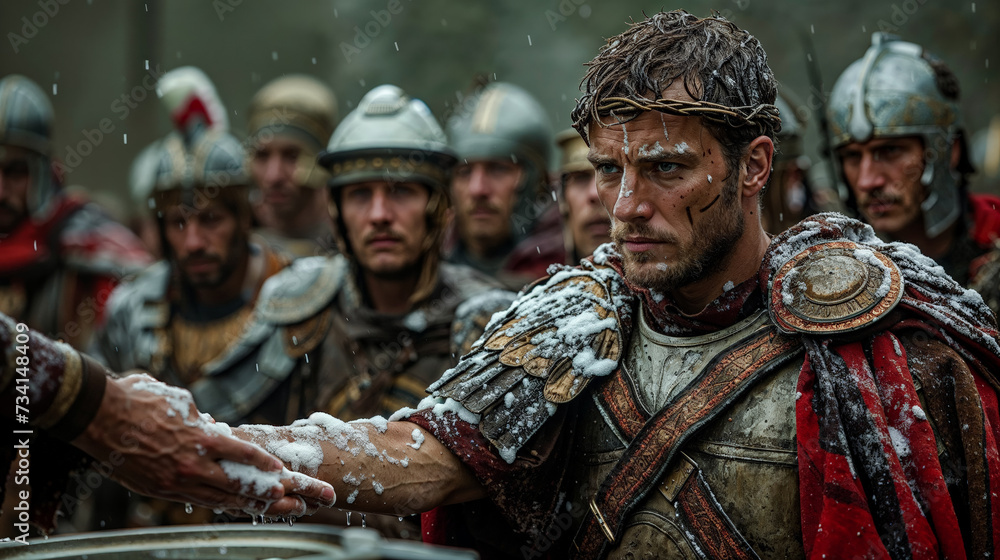 Religious Depiction of a Biblical Scene: Pontius Pilate, who Presided ...