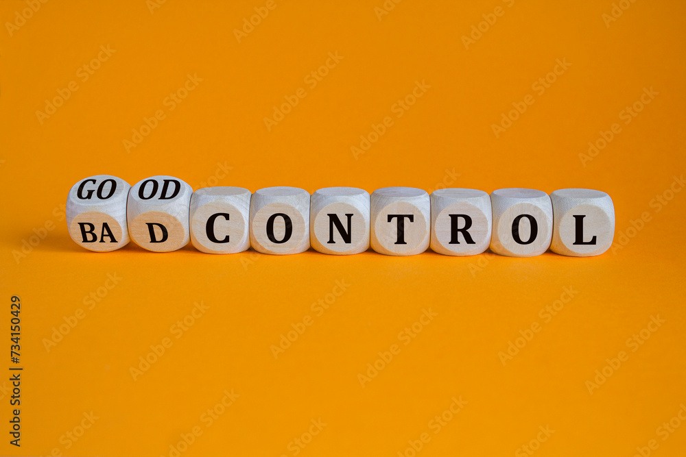 Bad or good control symbol. Turned wooden cubes and changed words bad ...