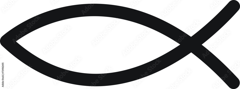 Christian fish icon. Religious symbol. Faith in Jesus Christ. Black ...