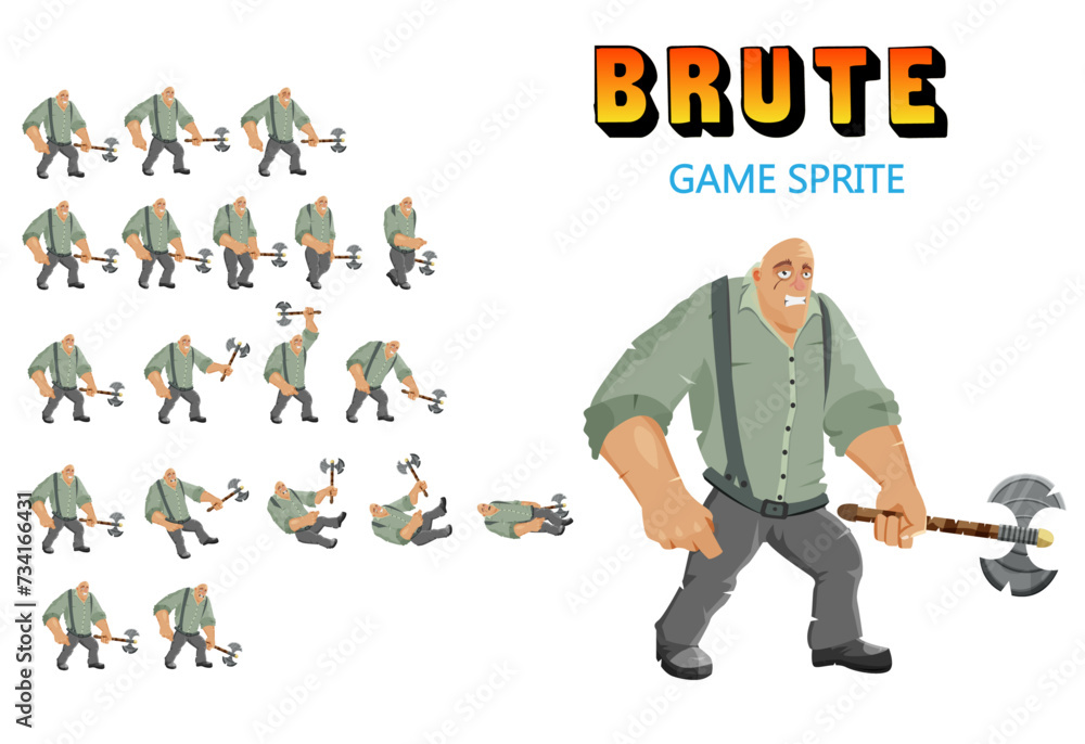 Brute Character Sprite for games , animation , web series Stock Vector ...