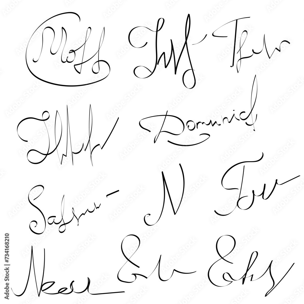Poster editable set of fake handwritten signatures for signed papers ...