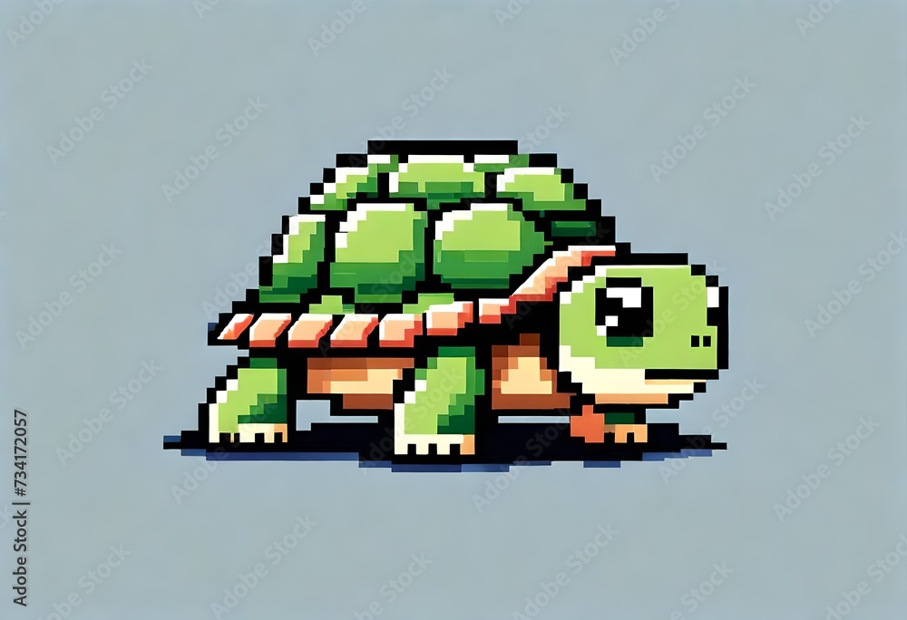 Pixel collection of 8 bit turtle. Animal for game assets and cross ...