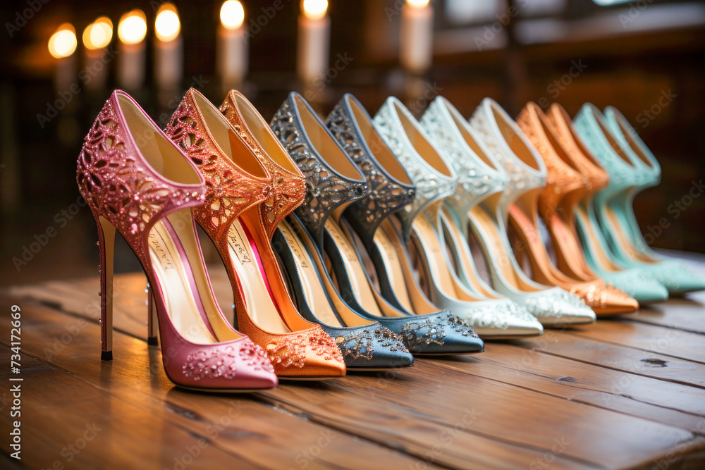 Designer High Heel Collection in a Spectrum of Colors Stock Photo ...