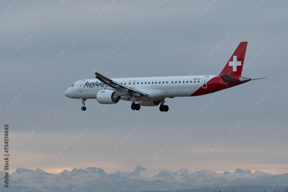 HB-AZJ Helvetic Airways Embraer E195-E2 jet in Zurich in Switzerland 14 ...