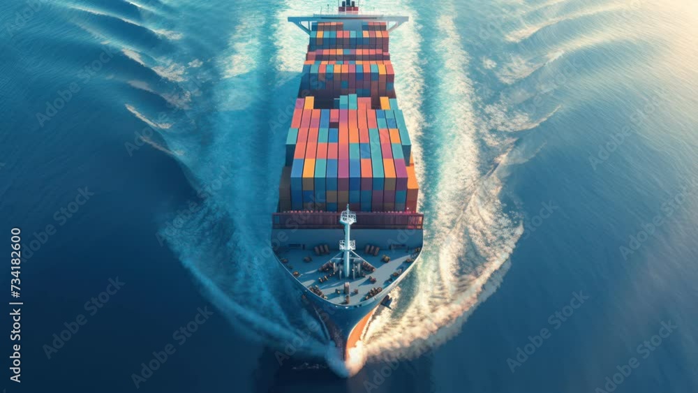 A seamless looping 4K virtual video animation showcasing large cargo ...