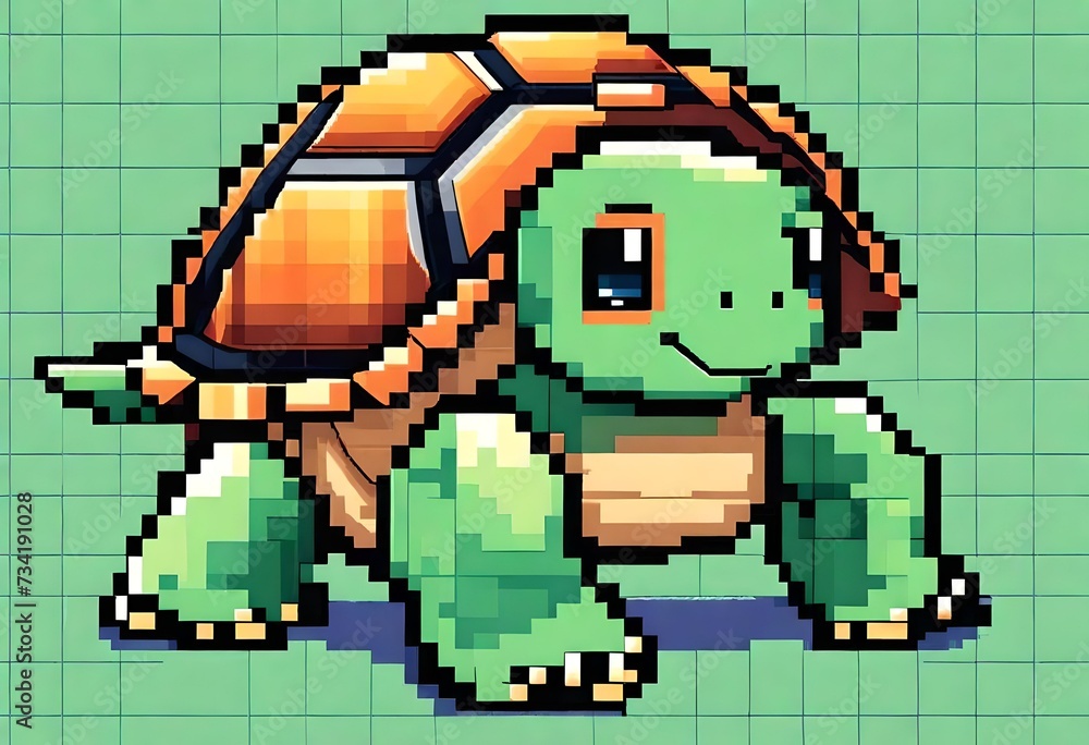 Pixel collection of 8 bit turtle. Animal for game assets and cross ...