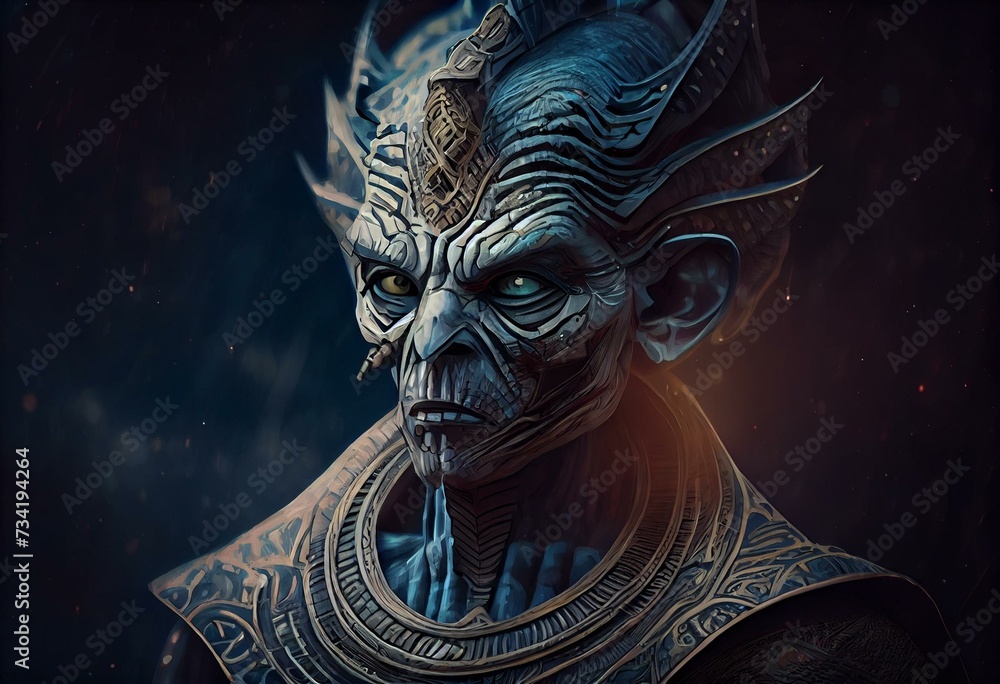 Ancient alien Anunnaki from the planet Nibiru. Fantasy character ...