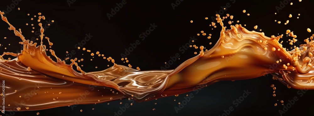 Caramel splash milk sauce chocolate liquid background cream explosion ...