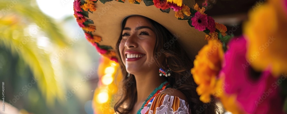 Beautiful mexican smiling and dancing gorgeous girl in traditional ...