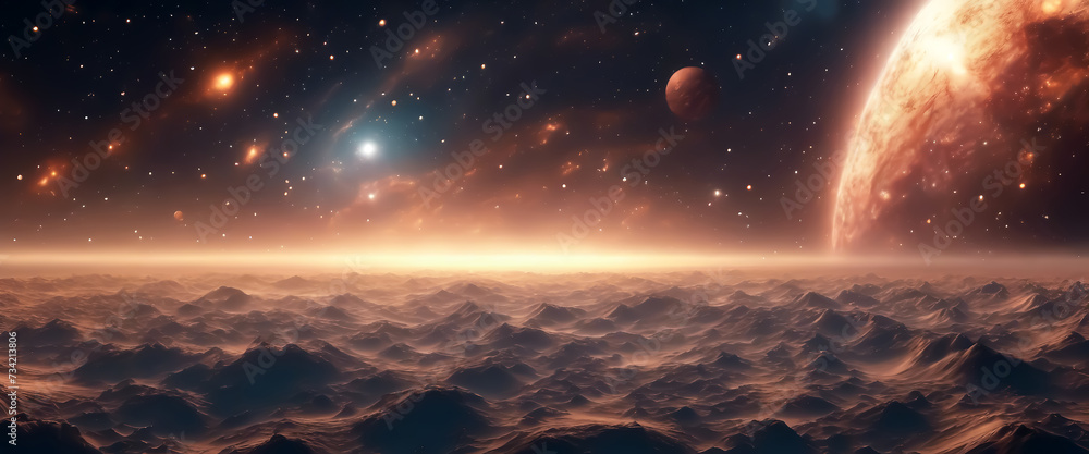 Planets in space. Boundless universe. Cosmic nebulae. Star clusters ...