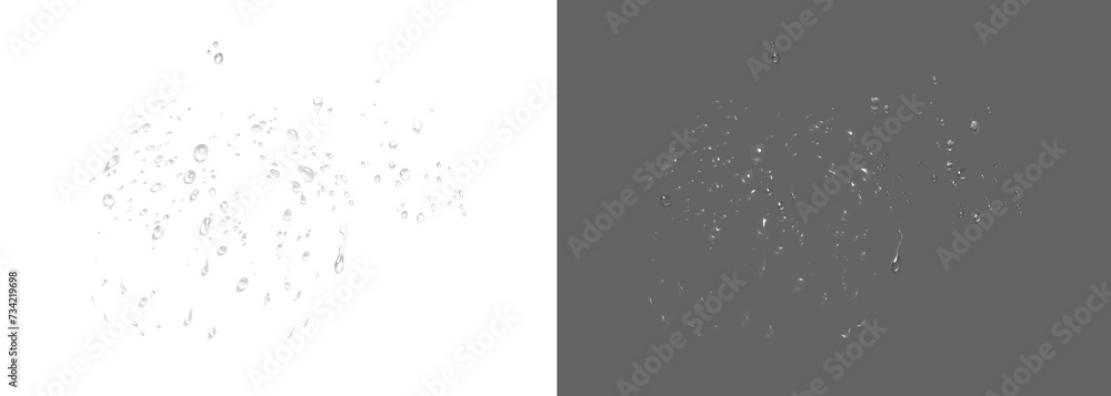 Realistic water droplets on the transparent background. Abstract water ...