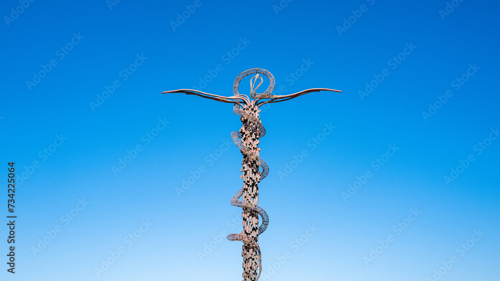 Mount Nebo, Jordan - October 12 2022 : The staff of Moses with serpent ...