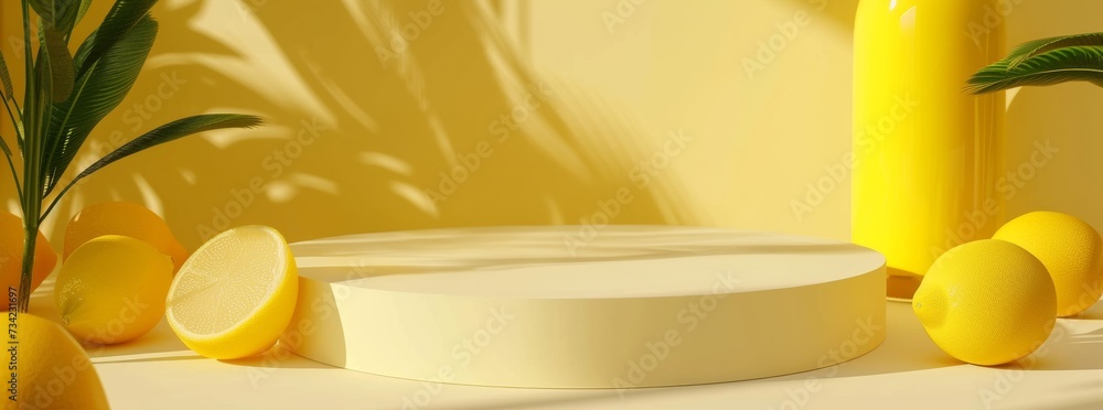 Generated Background lemon podium product fruit platform cosmetic scene ...