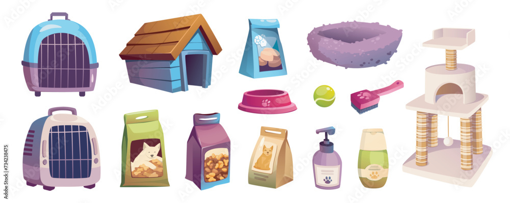 Pet shop mega set in cartoon graphic design. Bundle elements of cats ...