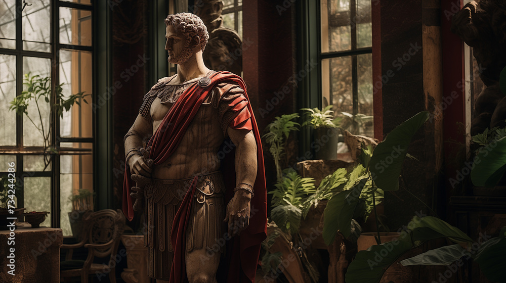 Julius Caesar statue in ancient Rome, stoned statue on a roman ...