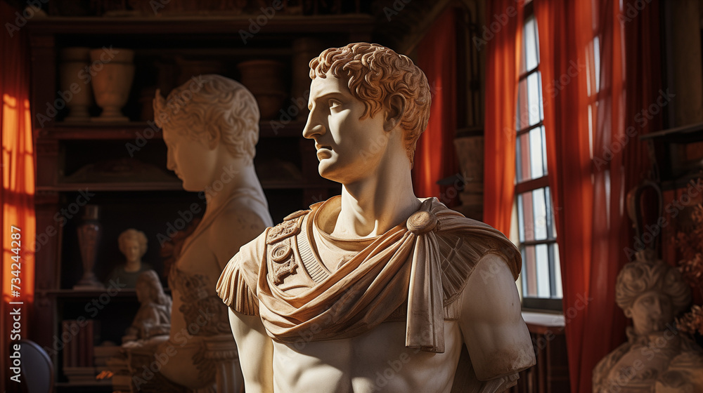 Julius Caesar statue in ancient Rome, stoned statue on a roman ...