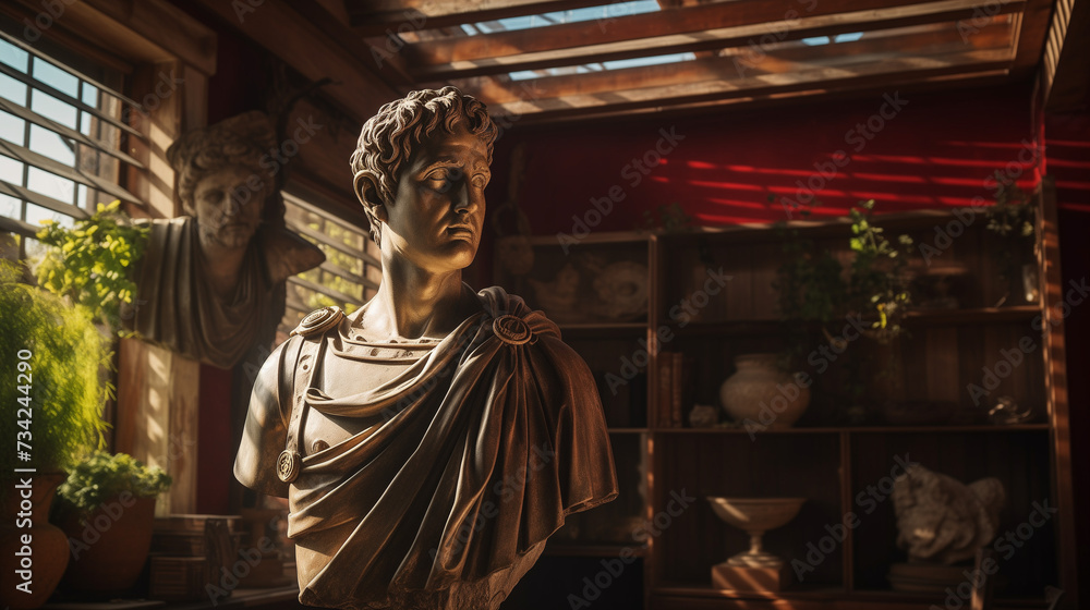 Julius Caesar statue in ancient Rome, stoned statue on a roman ...