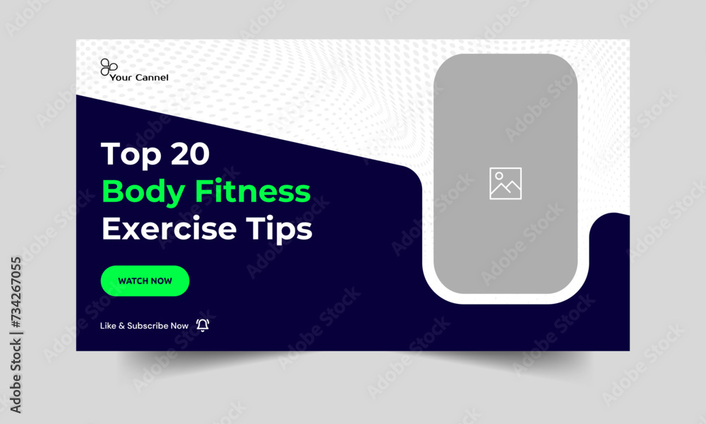 Video tutorial workout plan tips and tricks thumbnail banner design ...