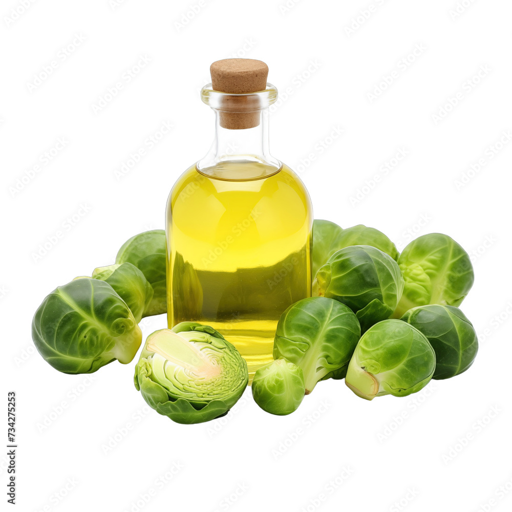 fresh raw organic brussels sprout oil in glass bowl png isolated on ...
