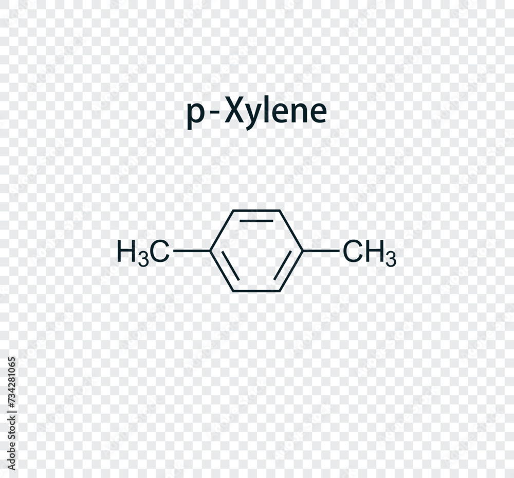 Chemical structure of p-Xylene. Vector illustration isolated on ...