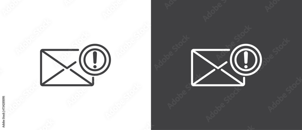 Mail attention sign with exclamation mark icon. The attention icon ...