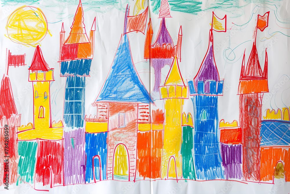 Enchanted castle with towers and a drawbridge 4 year old's simple ...