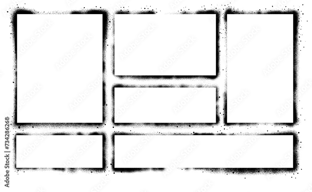 Spray paint graffiti stencil frames. Black airbrushing paint banner ...