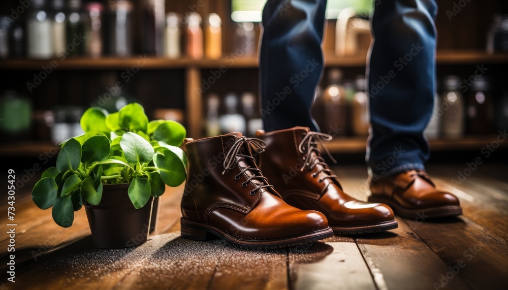 Professional hand cleaning dirty boots with a brush and cleaning ...