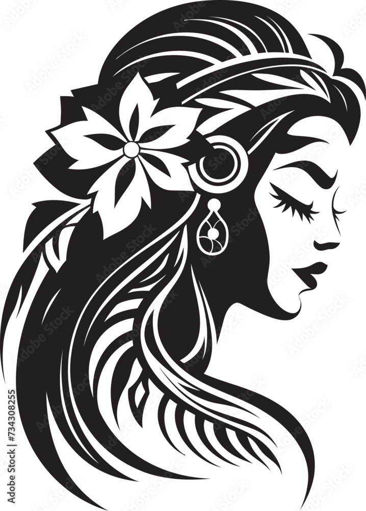 Tribal Unity Black Hawaii Tribal Woman Icon Tiki Temptress Vector ...