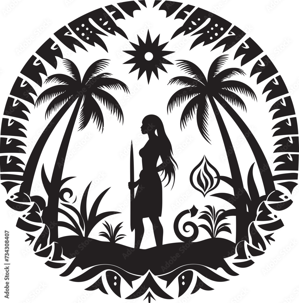 Polynesian Pride Vector Tribal Woman Silhouette Island Tranquility ...