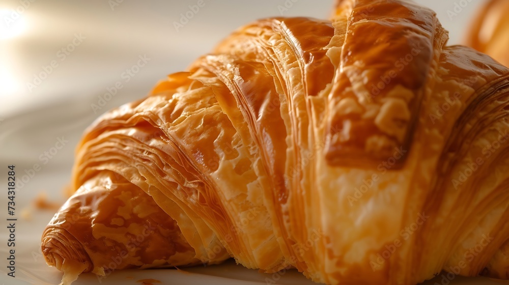 Generative AI : French croissant with waves. Croissant for a magazine ...