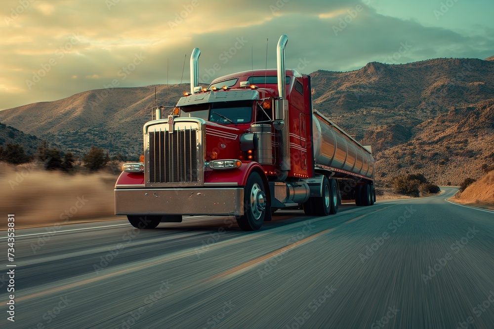 Truck Transportation logistics brought to life with a semi-truck in ...