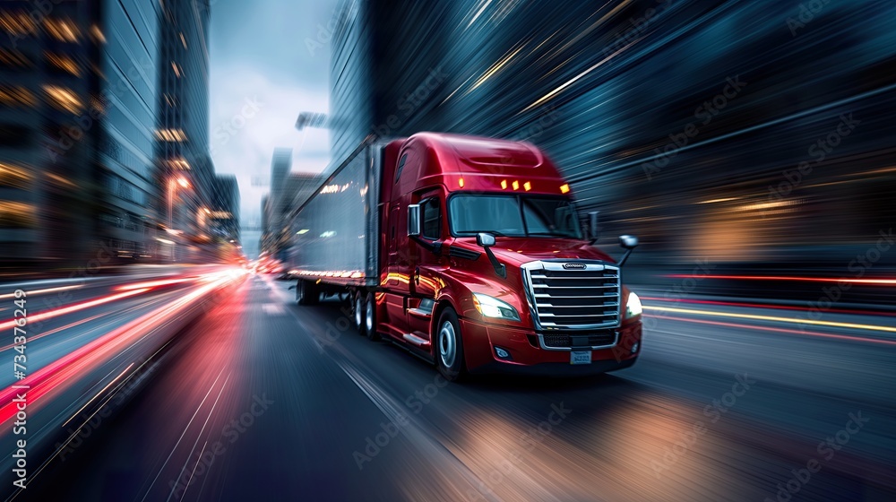 commercial semi-truck in motion, a testament to Truck Transportation ...