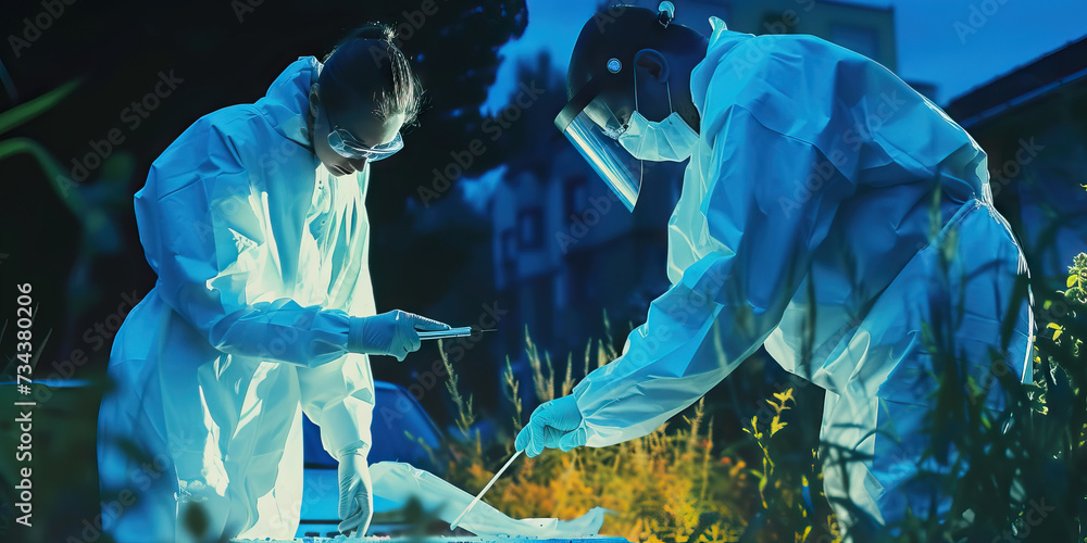 Crime Scene Investigation: Forensic Investigators Analyzing Evidence at ...
