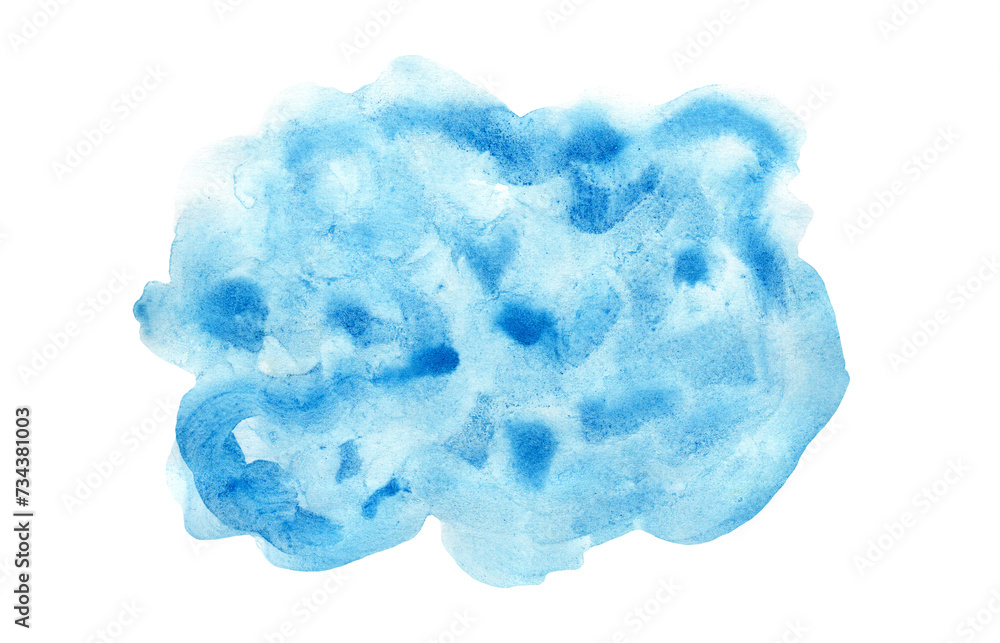 Bright turquoise blue expressive watercolour textured stain. Abstract ...