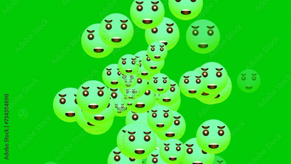Animation of emoticons with various expressions on a green screen ...
