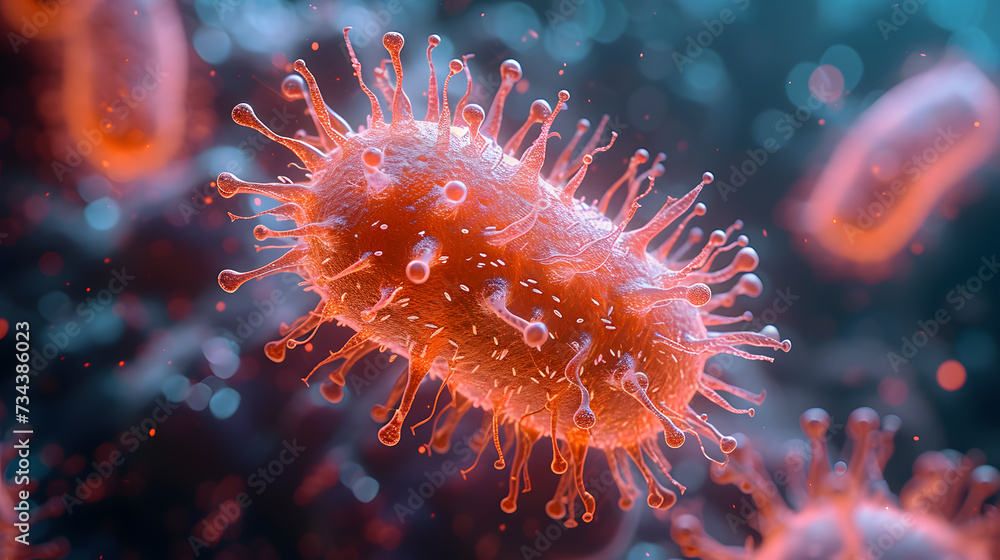 Microscopic Majesty: A Detailed View of Vibrant Bacteria in a Colorful ...