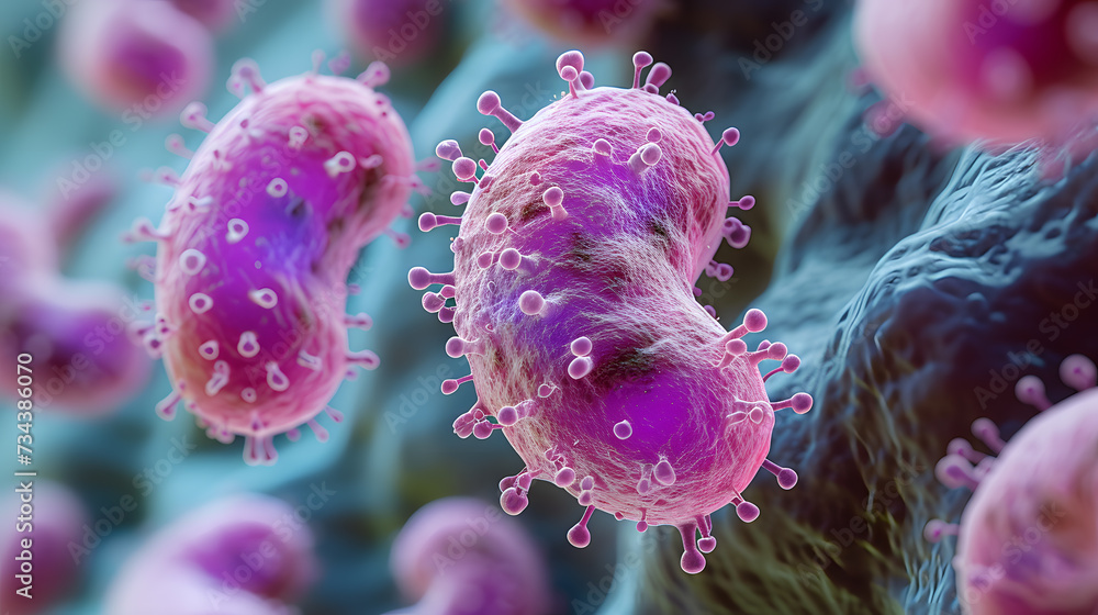 Microscopic Majesty: A Detailed View of Vibrant Bacteria in a Colorful ...