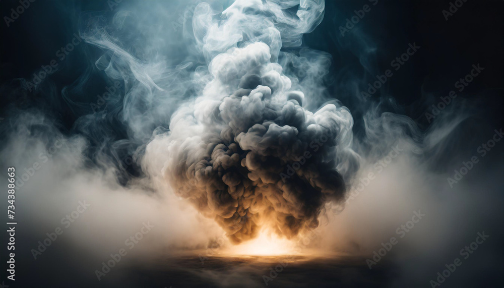 Explosive smoke emanates from empty space, creating a dramatic and ...